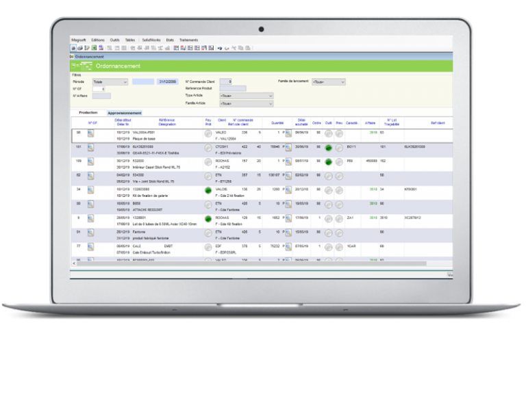 Logiciel d’ordonnancement, gestion de fabrication et approvisionnements